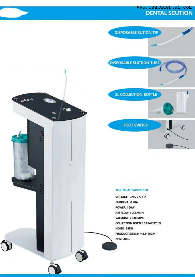 Dental suction unit For implant with disposable collection bags and ...